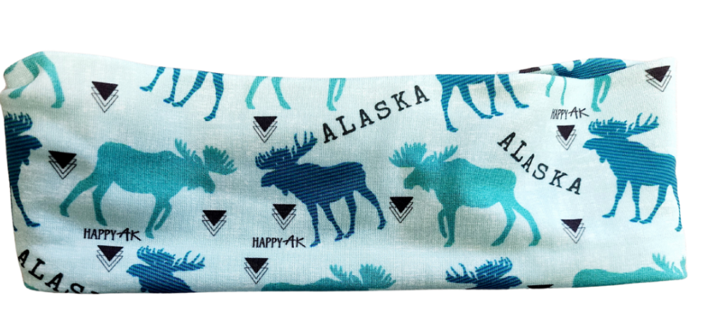 "Blue Alaska Moose" Headband | HappyAK